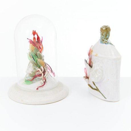 LARS FRISK (1945). Vase, sculpture, stoneware with glass appliqués ...