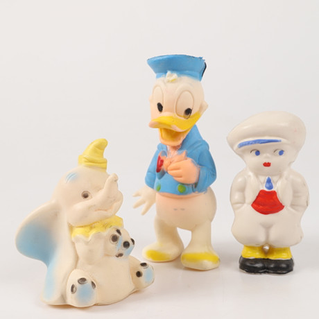 PIPLEKSAKER, 3 stycken, gummi/plast, bl. a "Kalle Anka" och "Dumbo ...