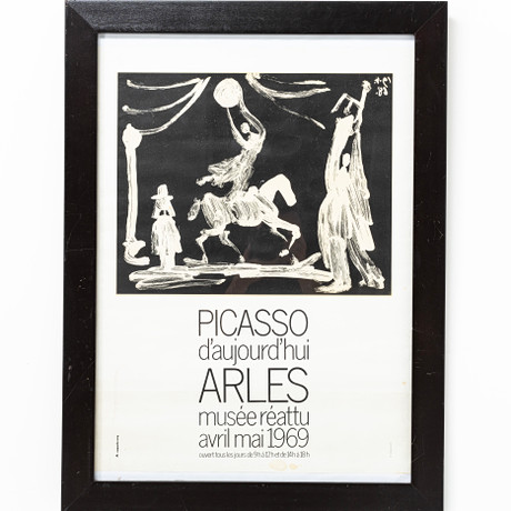 PABLO PICASSO. Glazed exhibition poster, "Picasso d'aujourd'hui Arles ...