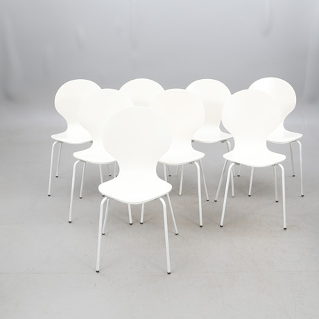 STOLAR, 8 stycken, trä/metall. Möbler - Fåtöljer & Stolar - Auctionet