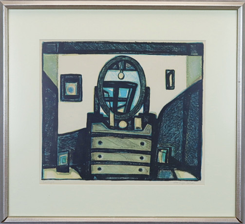 MAX GREGOR CARLSSON. Lithograph, sample print, interior picture, mirror ...