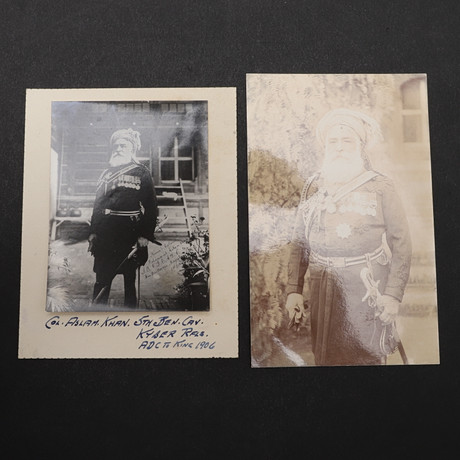 A PHOTOGRAPH AND POSTCARD OF COL ASLAM KHAN A.D.C. TO KING EDWARD VII ...