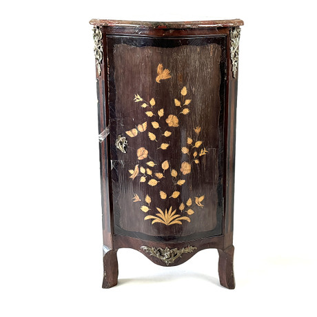 SMALL INLAID & ORMOLU MOUNTED CORNER CUPBOARD WITH MARBLE TOP ...