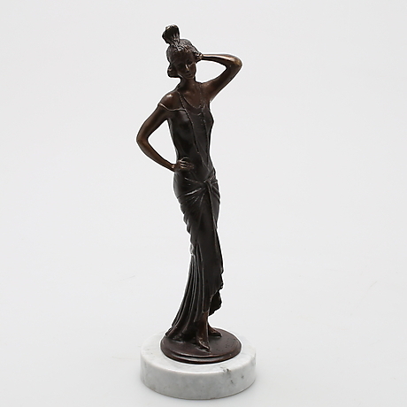 FERDINAND PREISS. After. Sculpture, bronze. Female figure in 1920s ...