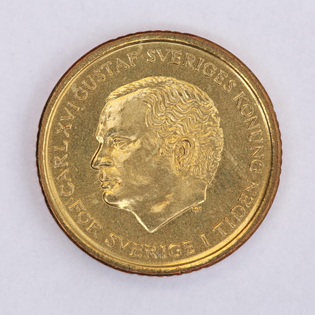 A 10-krona coin, reverse stamp, Carl XVI Gustaf, 1991. Coins, Medals ...
