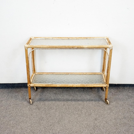 RULLVAGN/BLOMSTERBORD, bambu/rotting/glas, 1900-talets mitt. Möbler ...