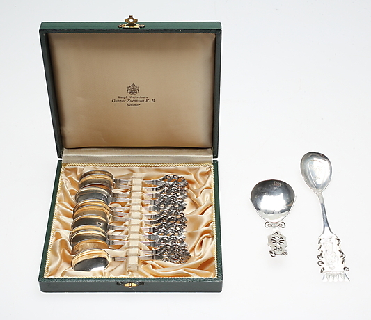 COFFEE SPOONS, etc., including "Viking Rose"/Solveig", Norwegian silver ...