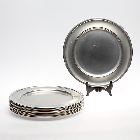 PLATOS, 12 piezas, peltre, forja de metales preciosos Härryda, años 70 ...