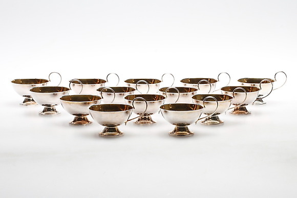 PUNCH MUGS, 14 pcs, silver, CSON, Gothenburg, weight approx. 431 grams ...