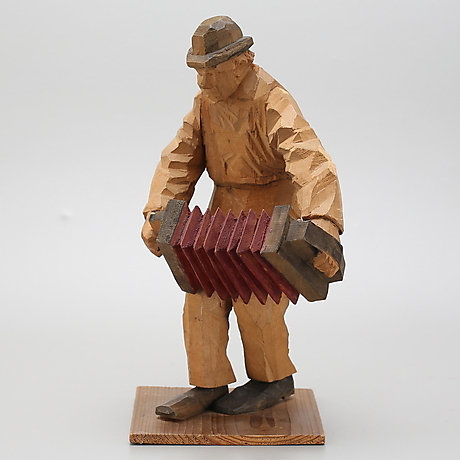AXEL PETERSSON DÖDERHULTARN. Sculpture, standing accordion, carved wood ...