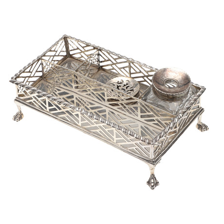 A WILLIAM IV SILVER PEN TRAY/ DESK STAND. Silver & Metals - Silver ...