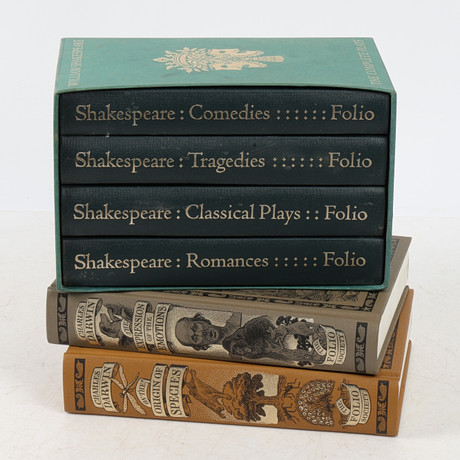 FOLIO SOCIETY, SET OF SHAKESPEARE BOOKS AND TWO CHARLES DARWIN (6 ...