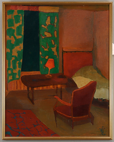 SVEN WESTMAN. Red interior. Art - Paintings - Auctionet