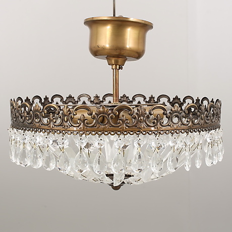 CEILING LAMP, metal frame and prisms, 20th century. Lighting & Lamps ...