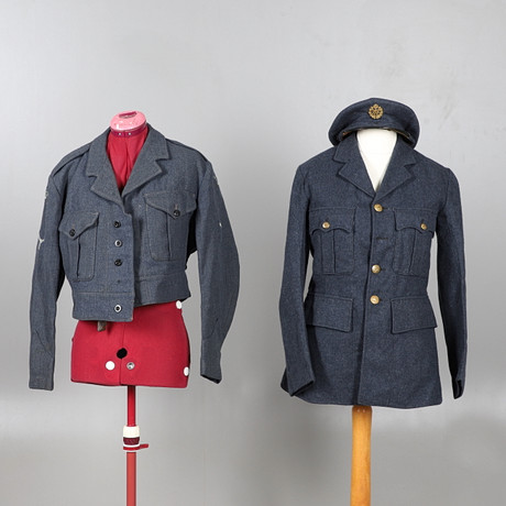 TWO IMMEDIATE POST WAR RAF UNIFROM JACKETS AND CAP WITH VARIOUS ...