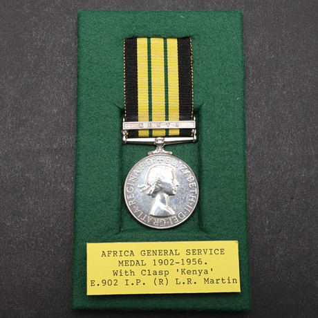 AN ELIZABETH II AFRICA GENERAL SERVICE MEDAL 1902-1956 WITH KENYA CLASP ...