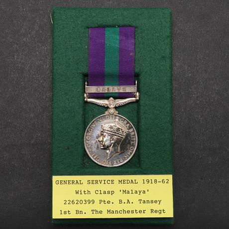 A GENERAL SERVICE MEDAL 1918-1962 WITH MALAYA CLASP TO THE MANCHESTER ...
