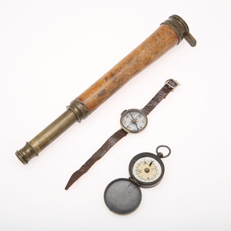 ONE BINOCULARS and TWO COMPASSES, 20th century. Photo, Cameras & Lenses ...