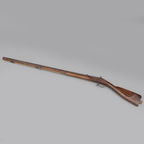 RIFLE, impact lock, charging stake wood, hatch with lid in piston, 19th ...