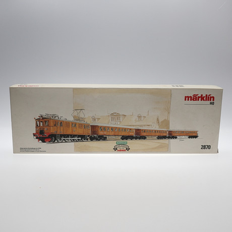 MARKLIN. Swedish wooden train set, locomotives and 3 wagons. Toys ...