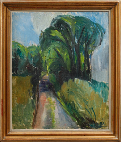 MAJ ARNELL. Träd och väg, olja på duk, signerad. Konst - Måleri - Auctionet