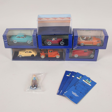 SAMLARBILAR & FIGUR, 6 delar, "Tintin", Hergé-Moulinsart, 2000-talet ...