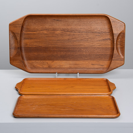 A set of three teak trays, 20th century. Miscellaneous - Miscellaneous ...