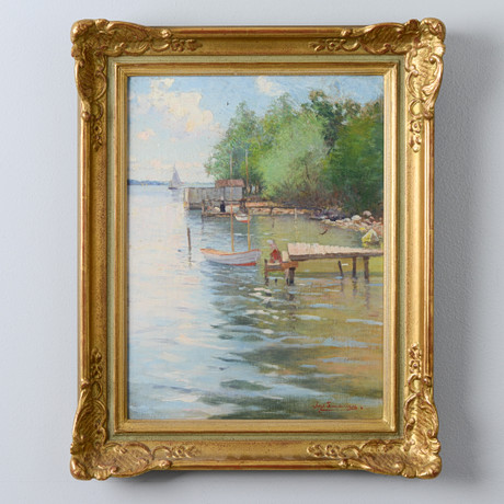 AXEL LINDMAN. "Motiv från Hasseludden", olja på duk, signerad. Konst ...