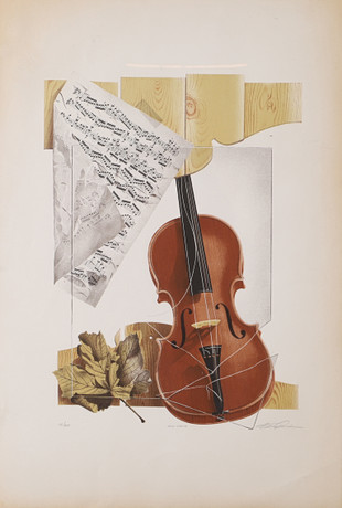 ERLING GUSTAFSSON. Violin, lithograph in colours, signed. Art ...