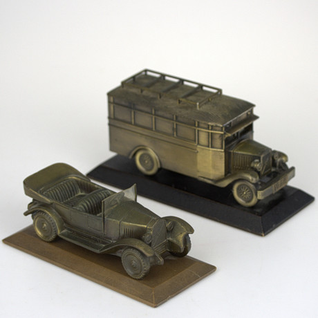 VOLVO MODELS, PV 4 and Volvo Bus, bronze plaque, 20th century. Miscellaneous - Miscellaneous ...