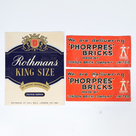 ROTHMANS 'KING SIZE' & PHORPRES BRICKS ADVERTISING SIGNS (3 ...