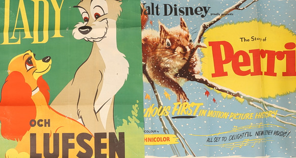 LITHOGRAPHIC FILM POSTERS, 2 pieces, Walt Disney, “Lady and the Tramp ...