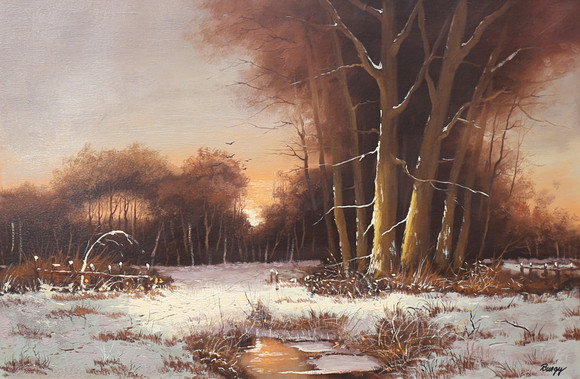 JAN BURGY. Vinterskog. Olja på duk, signerad. Konst - Måleri - Auctionet