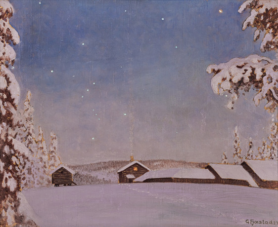 FJAESTAD GUSTAF. "Vinternatt med gårdar". Konst - Måleri - Auctionet