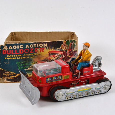 MAGIC ACTION BULLDOZER, un juguete metálico de Japón, década de 1960 ...