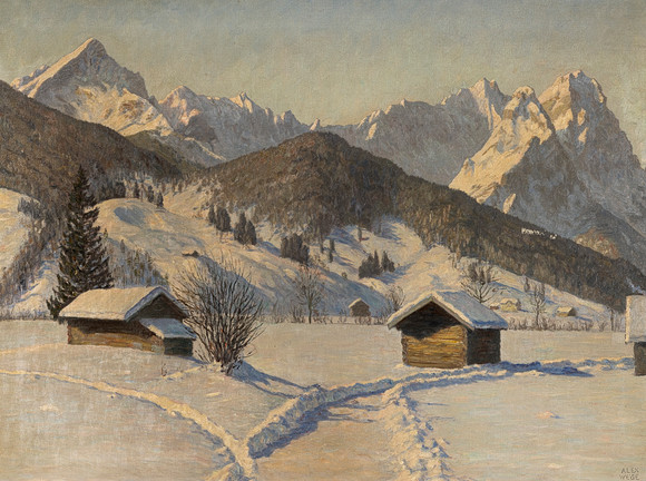 ALEXANDER WEISE. “Sunny winter day in the Alps”. Oil on canvas. Dating ...