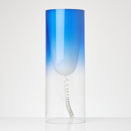 CARTEL. Floor lamp, “Toobe”, plexi, gradient from blue, label marked on ...