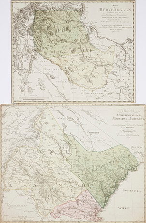 HERMELIN, 2 MAPS OF HÄRJEDALEN AND ÅNGERMANLAND, 1797. Books, Maps ...