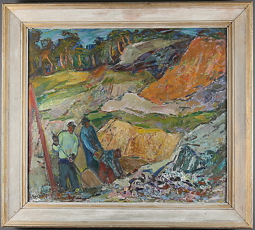 CARL MAGNUS LINDQVIST. Dam building, oil on canvas, signed. Art ...