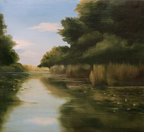 BRITA NORDENBERG. Sommardag vid näckrossjön, olja på dukl, signerad ...