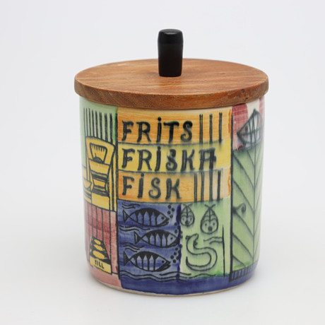 ANITA NYLUND. BURK med lock, "Frits friska fisk", ur serien vår lilla ...