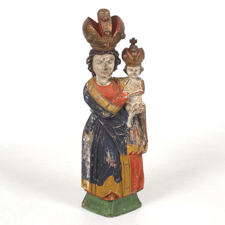 SKULPTUR, Madonna, med barn, bemålat trä, 1800-tal. Konst - Skulptur ...