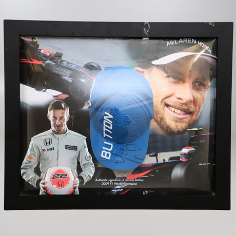 JENSEN BUTTON- A FRAMED SIGNED BASEBALL CAP. Vintage & Designer Fashion ...