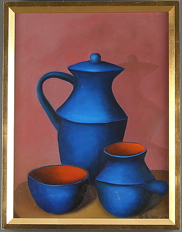 SVEA NYMAN. "Blue and orange", oil on canvas, signed. Art - Paintings ...