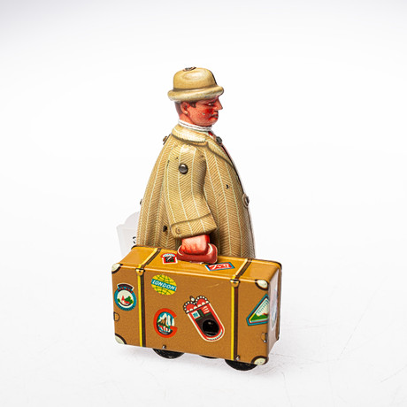 FRITZ VOIGT, a man with a suitcase, a metal toy, clockwork, Germany ...
