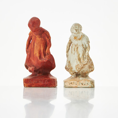 CARL ELDH. Efter. skulpturer, 2 st, bemålad terracotta, "Anna", en ...