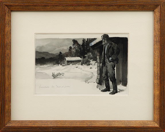 DAVID LJUNGDAHL. "Frid på jorden", akvarell med täckvitt, signerad ...