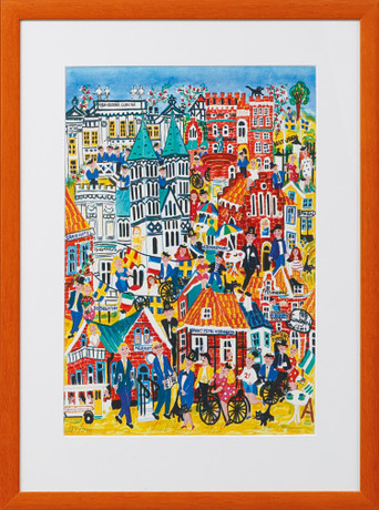 GUNILLA MANN. “City of Lund Ideernas”, lithograph in colours, signed ...