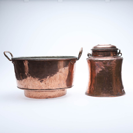 A copper pot and milk bucket, 19th century. Silver & Metals - Pewter ...