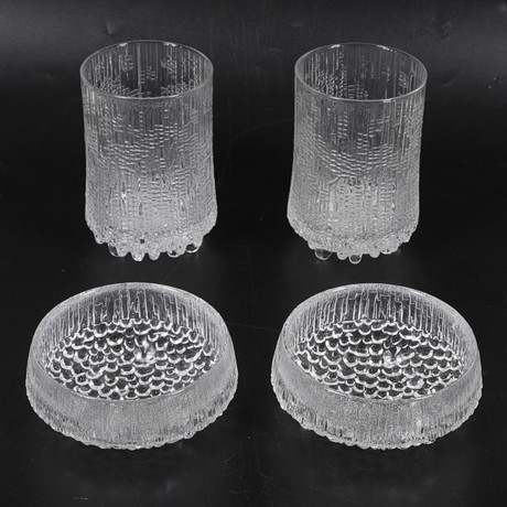 TAPIO WIRKKALA. A set of 4 “Ultima Thule” beer glasses and dessert ...